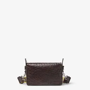 Fendi Flow Small Brown Ostrich Leather Bag - [brown]